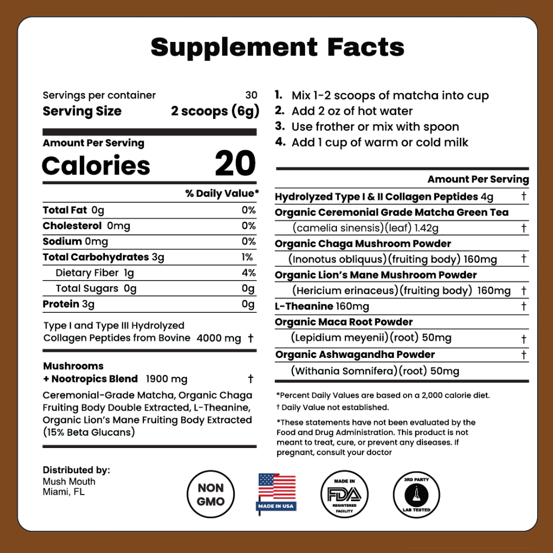 Mushroom Matcha & Mushroom Coffee with Adaptogens and Collagen – Mush Mouth